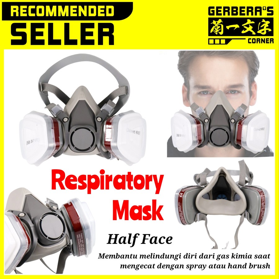 Jual Half Face Respiratory Mask Painting Mask Masker Cat Gas Kimia ...
