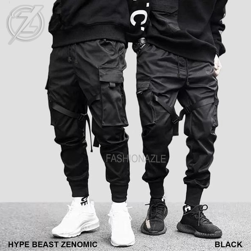 Jual Celana Jogger Pants Hypebeast Pria Zenomic Black Techwear Cyberpunk Cargo Pocket Original ...