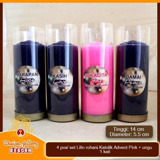 Jual Lilin Doa Advent Adven Ungu Pink Lilin Rohani Misa Natal 14cm ...