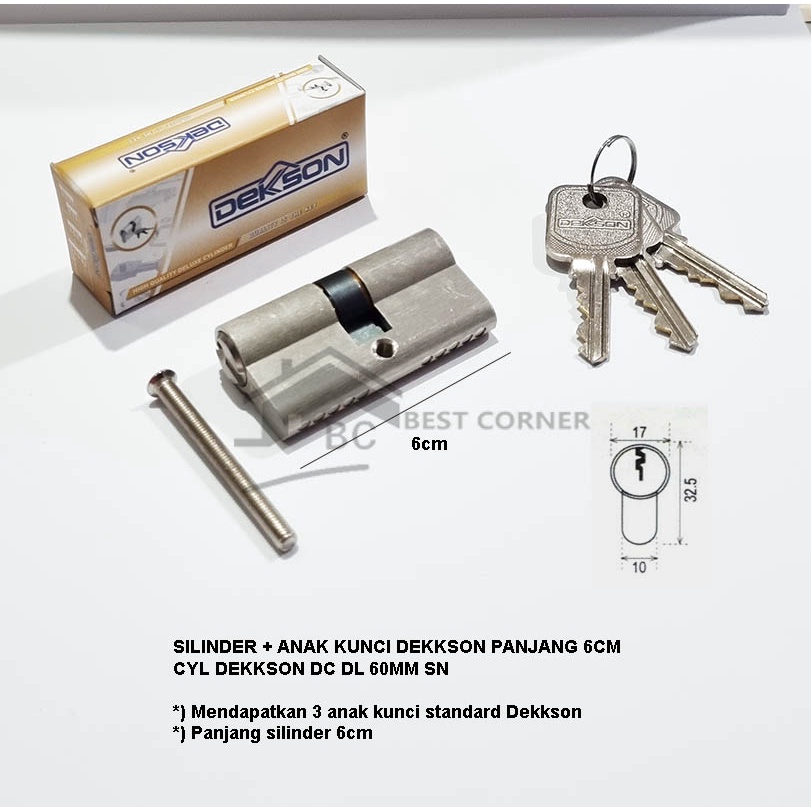 Jual Silinder Kunci Pintu Dekkson 60 mm / 6 cm Cylinder DEKSON DC DL60mm SN | Shopee Indonesia