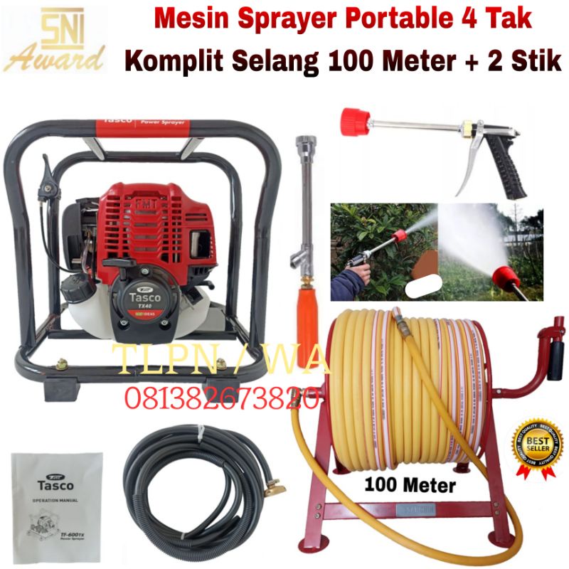 Jual Mesin Sprayer portable 4 tak merk TASCO TF600 Komplit selang 100 ...