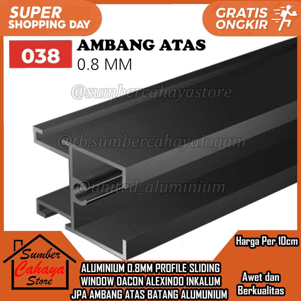 Jual Alumunium aluminium Ambang Atas Profile 038 Sliding Window PER 10 ...