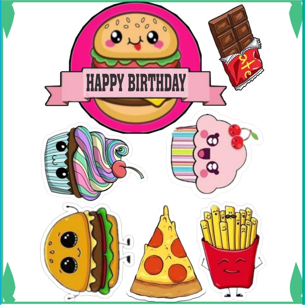Jual TOPER CETAK HIASAN KUE JUNKFOOD TOPPER CAKE TOPPER ULANG TAHUN ...