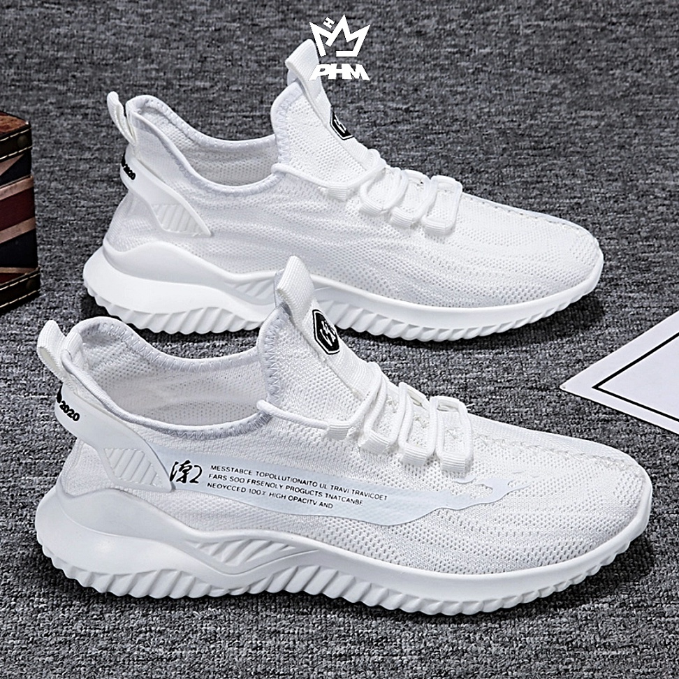 Jual PHM Sepatu Sneakers Pria Olahraga Sport Shoes Casual Running Leto Putih | Shopee Indonesia