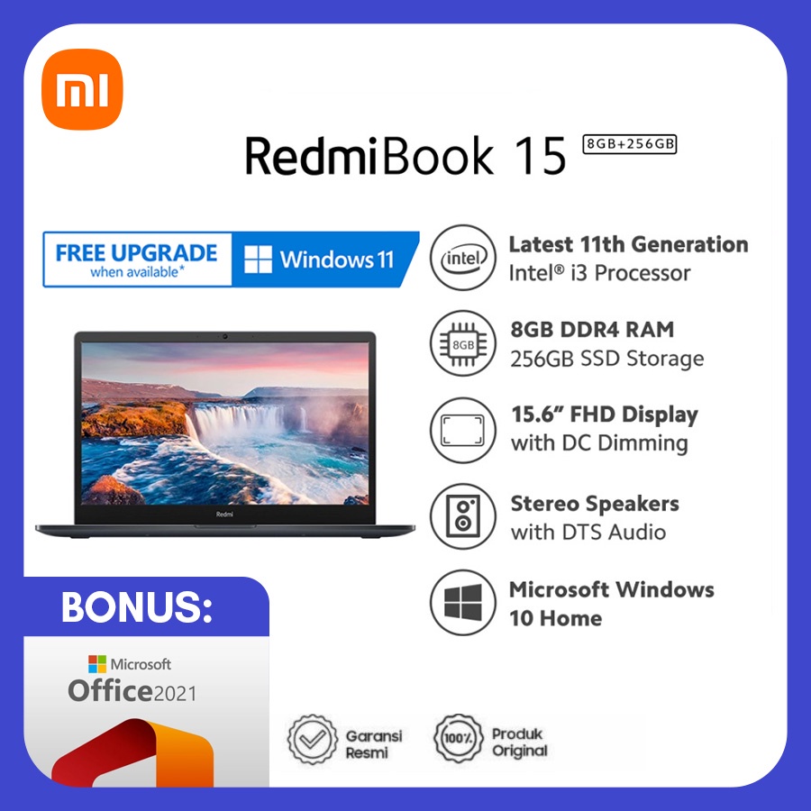 Jual XIAOMI Redmi Book 15 Core i3-115G4 8GB+256GB SSD 15.6" FHD Win10 ...
