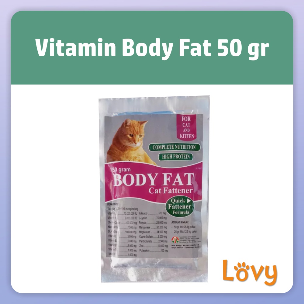 Jual BODYFAT Cat 50g Obat Vitamin Penggemuk Badan Kucing Penambah Nafsu ...