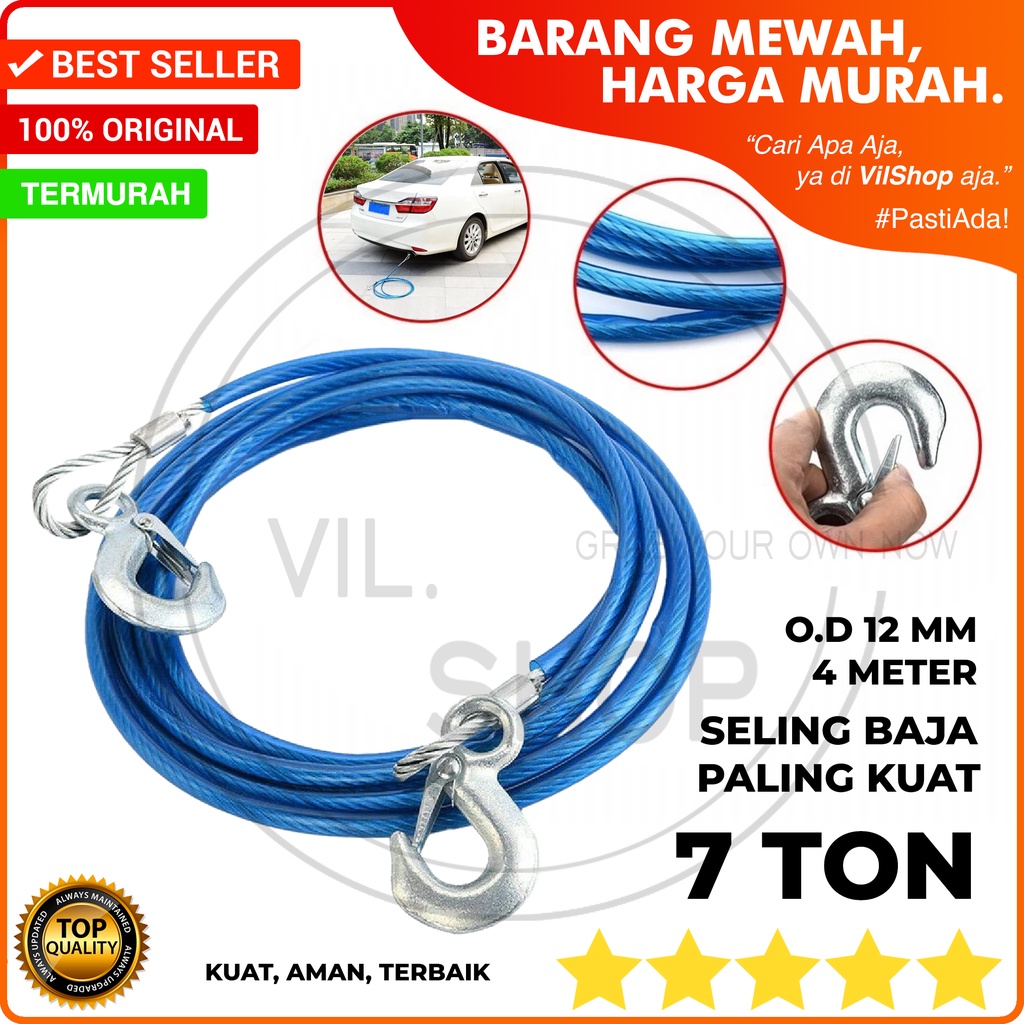 Jual TALI DEREK BAJA SELING 7 TON 12 MM 4 METER SUPER KUAT / EMERGENCY ...