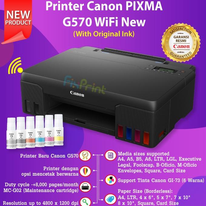 Jual Printer Canon Pixma G570 G-570 Inkjet Photo Tinta 6 Warna Gi73 ...