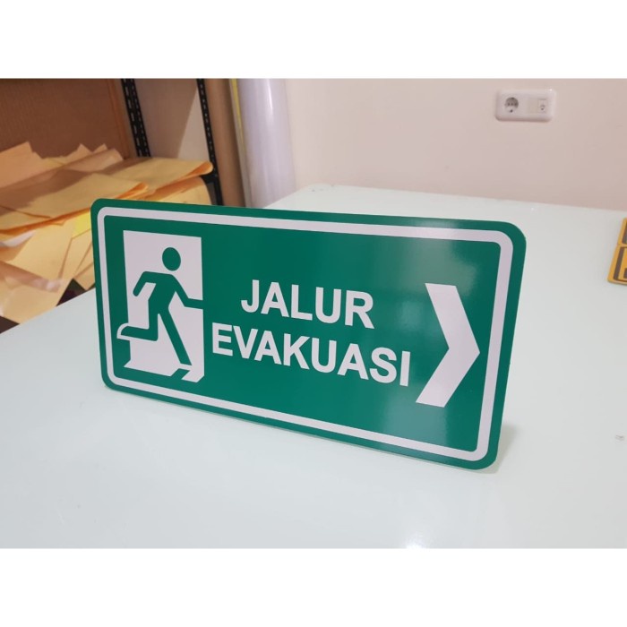 Jual Papan Plang Papan Rambu Jalur Evakuasi Aluminium 40X20Cm | Shopee ...