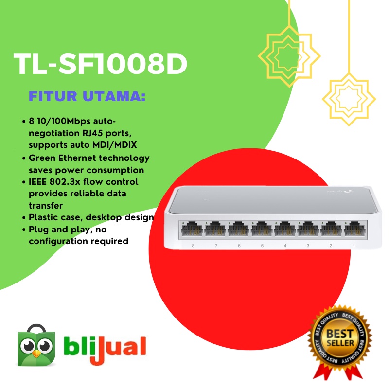 Jual TP-LINK TL-SF1008D 8-Port 10/100Mbps Desktop Switch | Shopee Indonesia