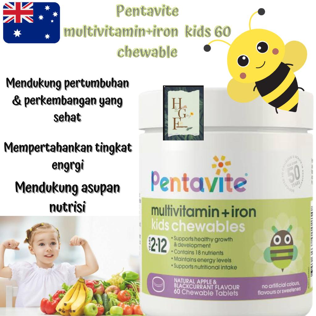 Jual Pentavite Multivitamin + Iron Kids 60 Chewable Tablets | Shopee ...
