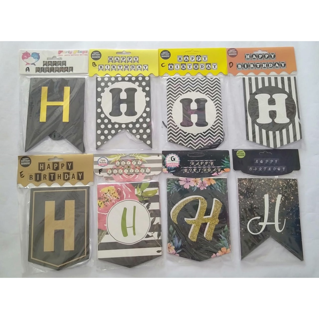 Jual Bunting flag hbd - Bunting Flag Happy Birthday Hitam - Banner HBD ...