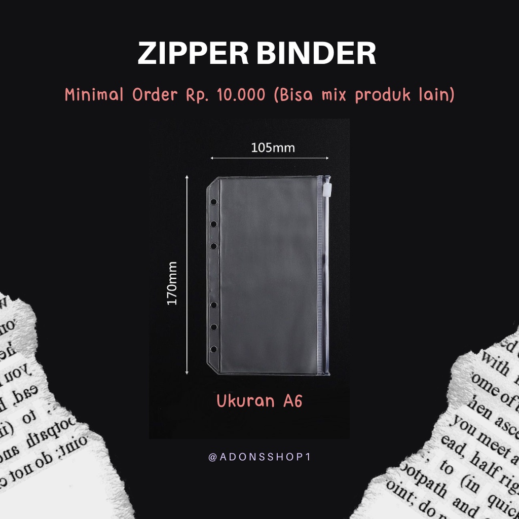 Jual Zipper Pocket Binder A5 A6 A7 / Pocket Binder / Binder Kantong ...