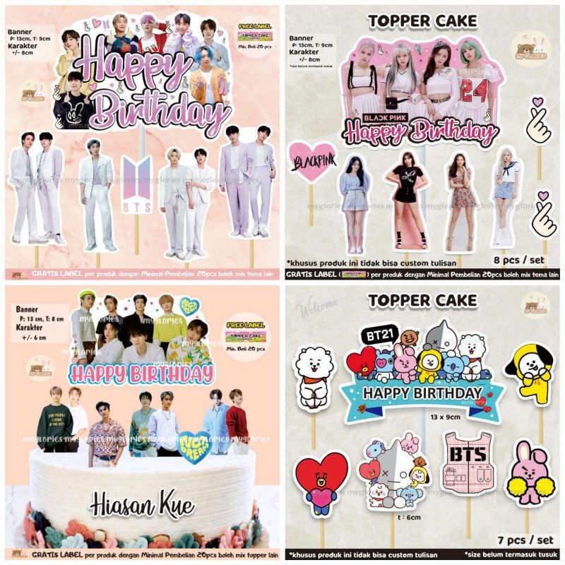 Jual Hiasan Kue KPOP - K-POP BTS BT21 BLACKPINK - Topper Cake Ulang ...