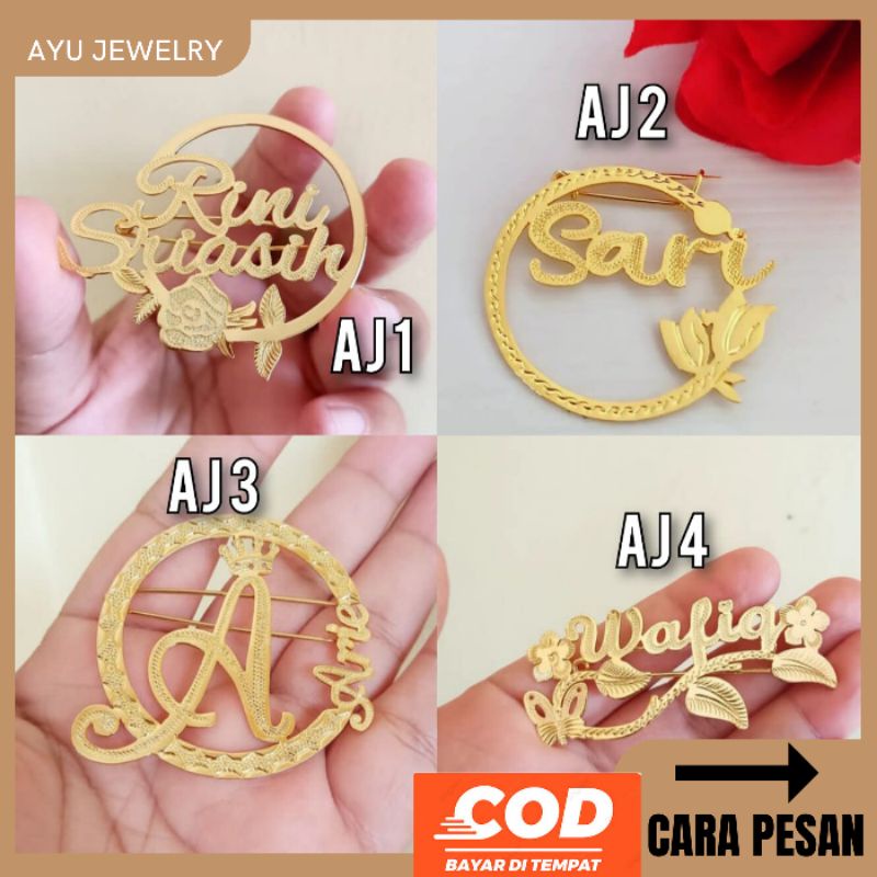 Jual Bros Nama Custom Lapis Emas Bros Nama Bros logo hijab | Shopee ...