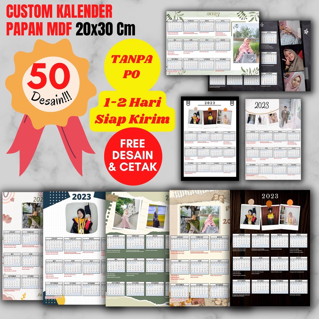Jual Kalender Tahun Baru Custom Papan MDF 20x30 cm | Shopee Indonesia