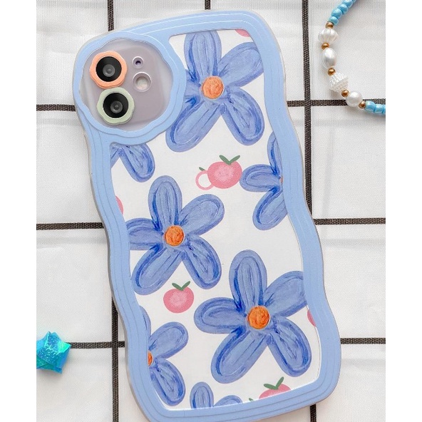 Jual Blue Flower Case for Iphone ( 7-14 ) 7 8 PLUS X XS XR 11 12 13 14 ...