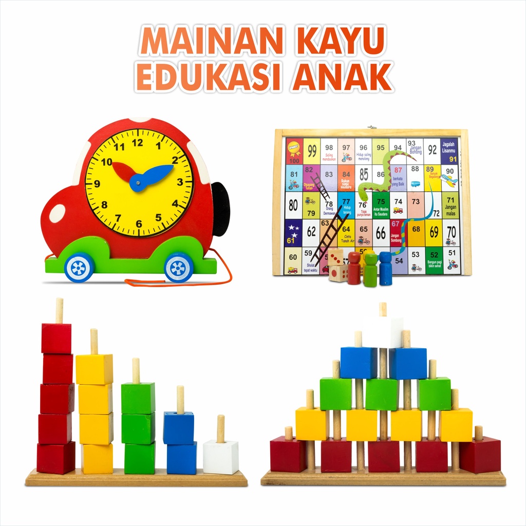 Jual Mainan Edukasi Anak Balok Kayu / Edukasi Mainan Kayu Anak / Alat ...