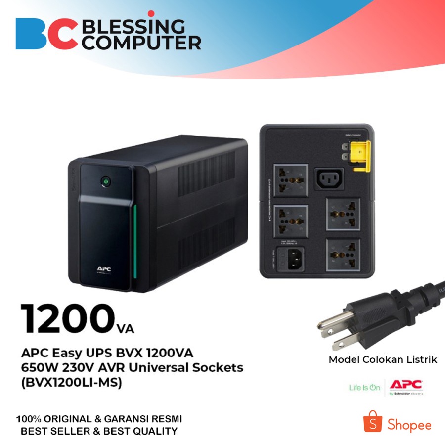 Jual UPS APC BVX 1200VA 650W 230V AVR Universal Sockets (BVX1200LI-MS ...