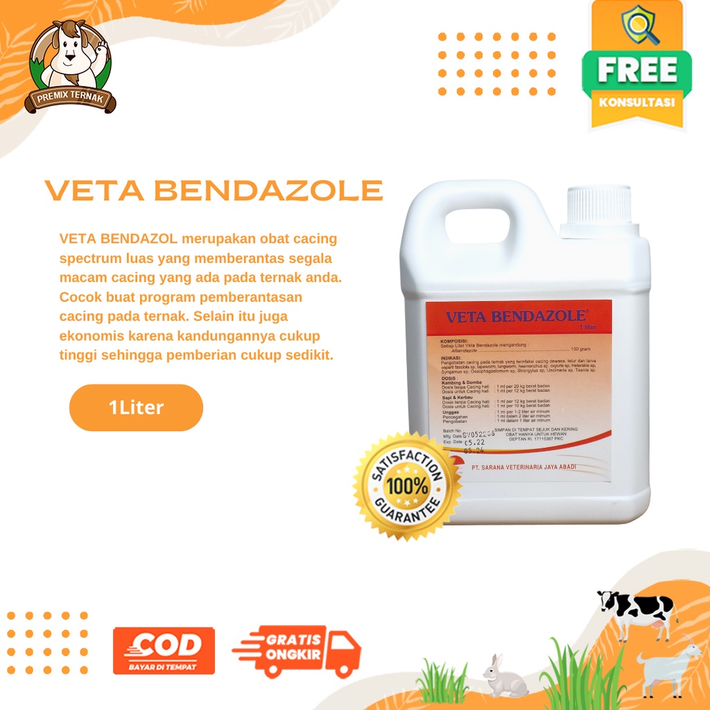 Jual VETA BENDAZOL 1 LITER - Obat Cacing Sapi kambing Domba Cair Ampuh ...