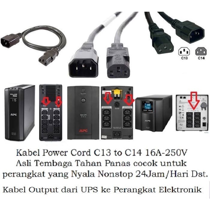 Jual APC Kabel Power Cord C13 To C14 3x1.5 C13-C14 2 meter / Kabel UPS ...