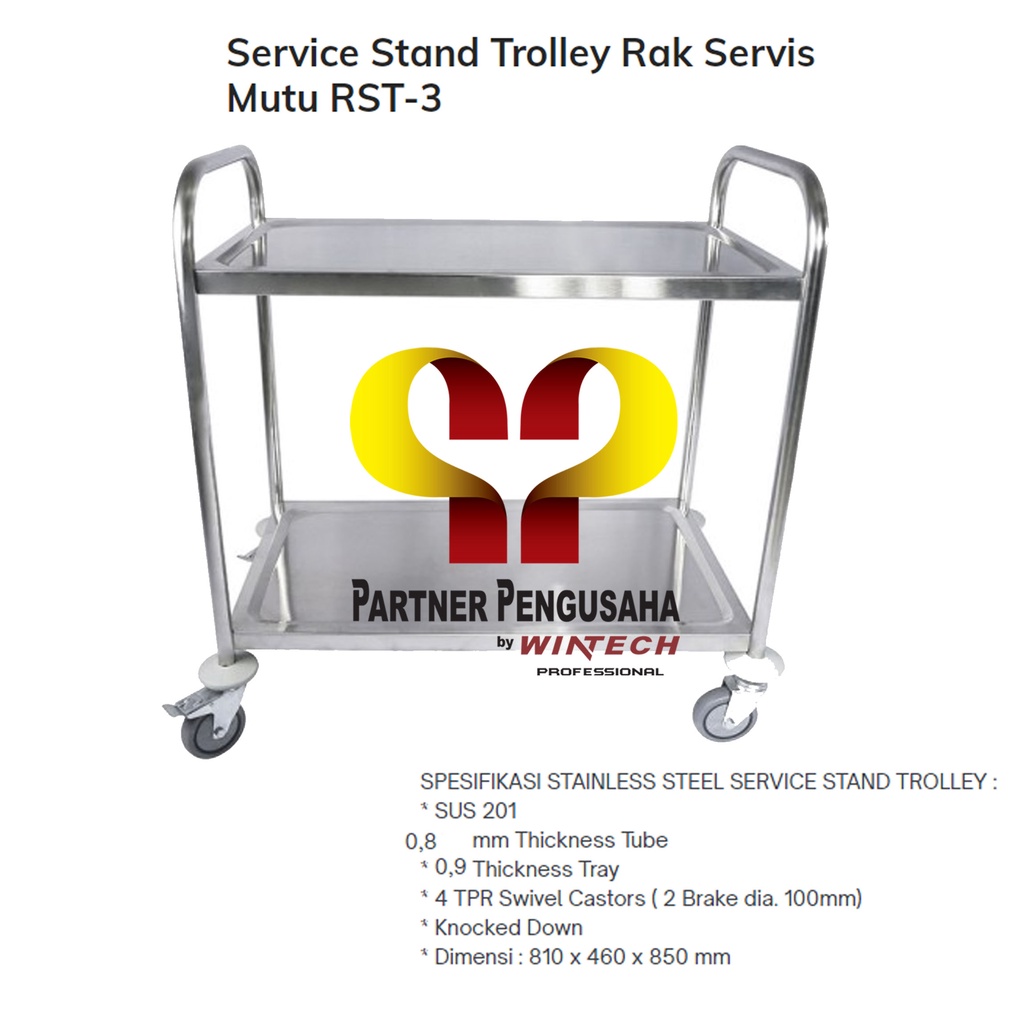 Jual MUTU RST-2 Troli Rak Barang Stainless Steel - Service Trolley 2 ...