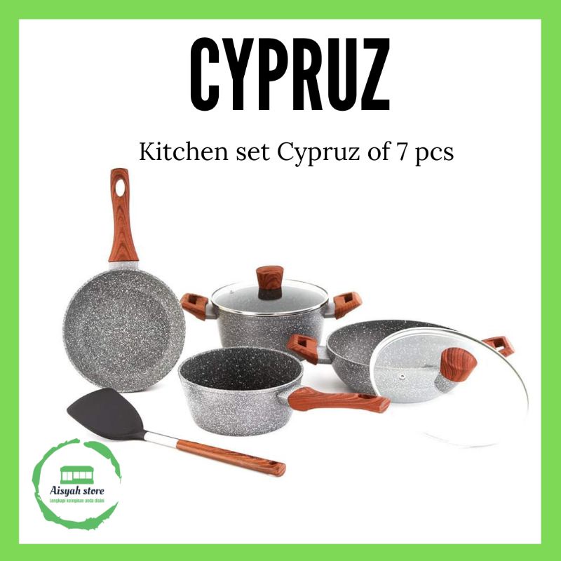 Jual Aisyahstore - Cypruz Kitchen Set Panci Marble 7 pcs | Shopee Indonesia