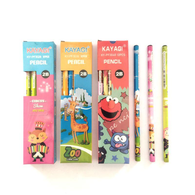 Jual 12pcs Pensil Kayagi 2B Karakter Animal Hewan / Pencil Kayu ...