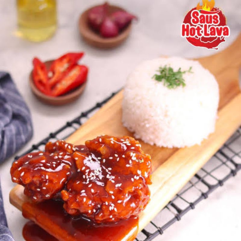 Jual Nasi Ayam Goreng Dada + Saus Hot Lava | Shopee Indonesia