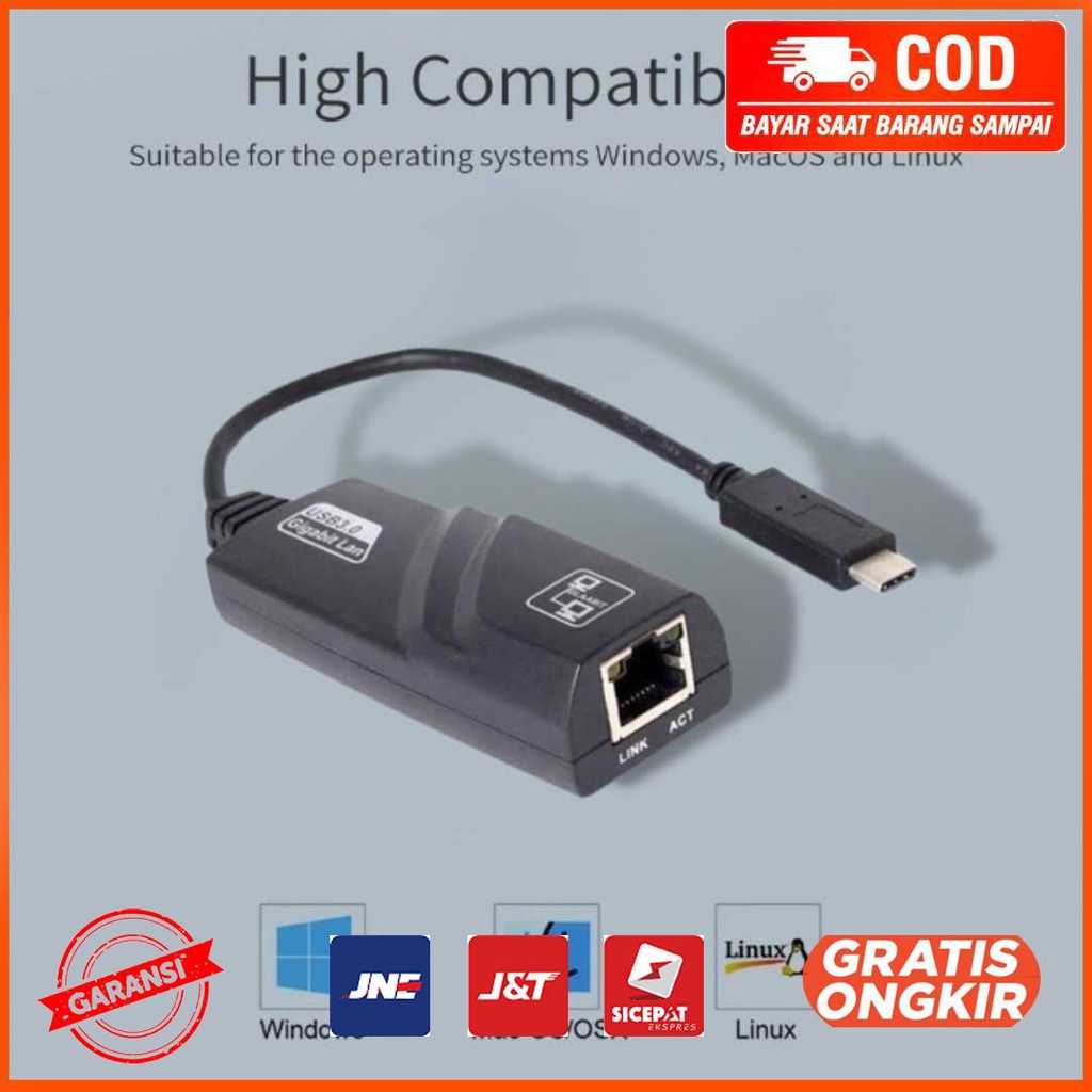 Jual Adaptor USB Type C to LAN RJ45 Ethernet Adapter 100Mbps TD100 ...