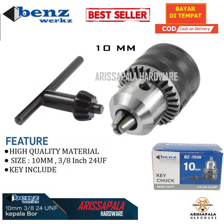 Jual Kepala Mesin Bor 10 Mm drat 3 8 nrt-pro drill chuck KDK BENZ Kepala Bor Plus Kunci | Shopee ...