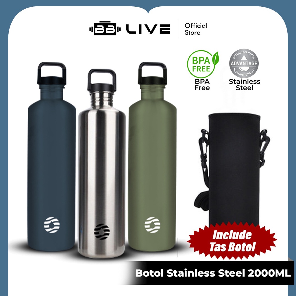 Jual BB Live Botol Stainless Steel 2000ML / Botol Air Minum Olahraga ...