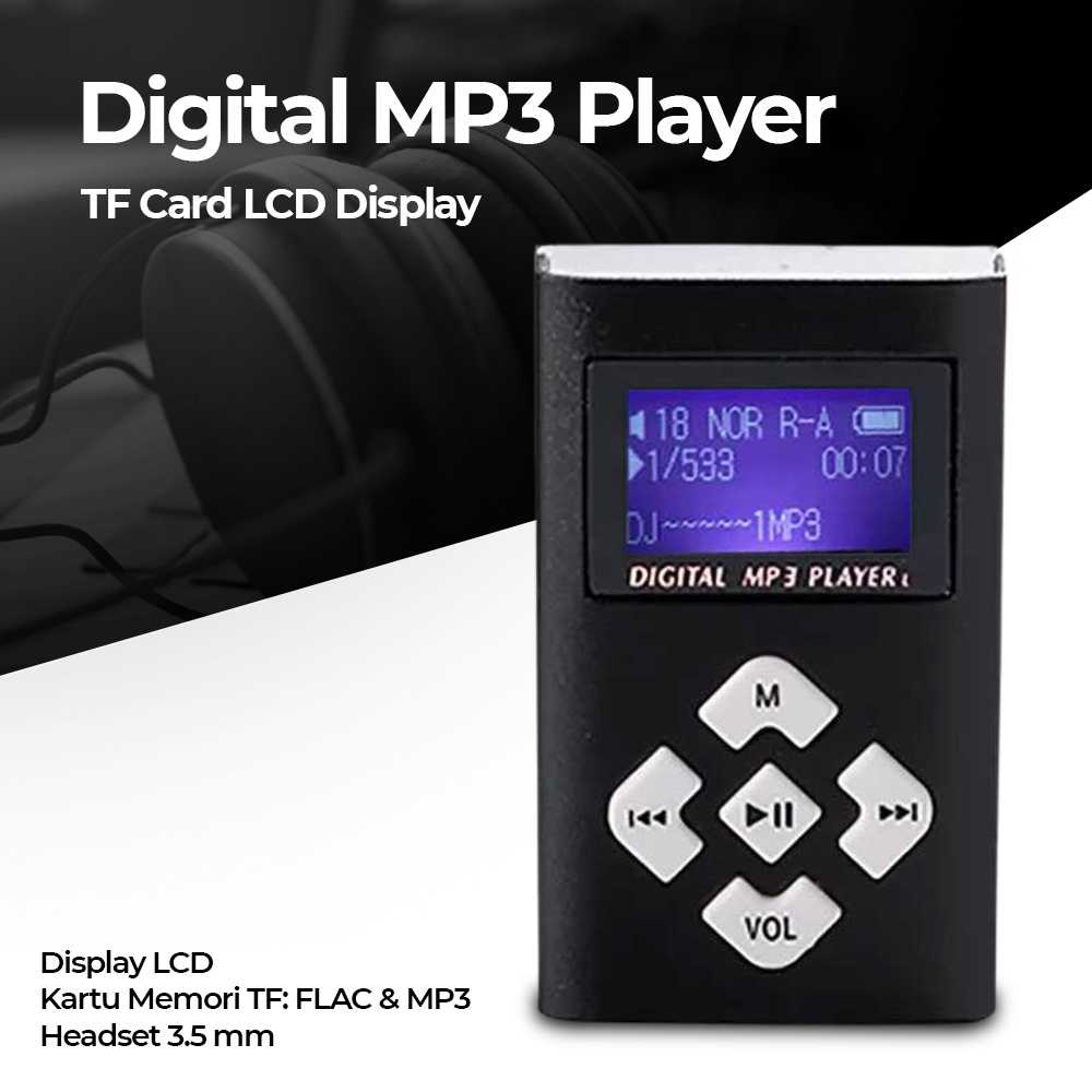 Jual Overmal Digital MP3 Player TF Card LCD Display - ZC11 - Black ...