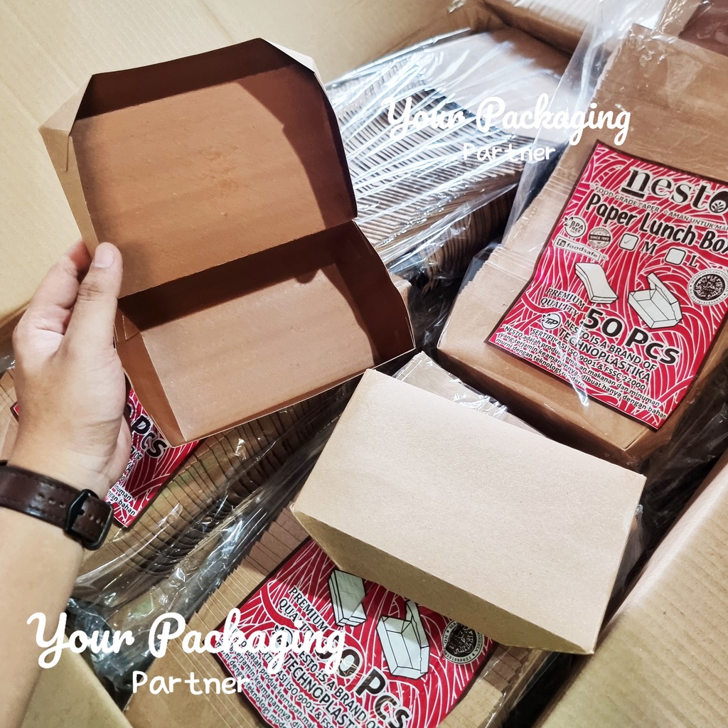 Jual PAPER LUNCH BOX CRAFT KRAFT MEDIUM / M NESTO DOUBLE COATED 50 PCS ...