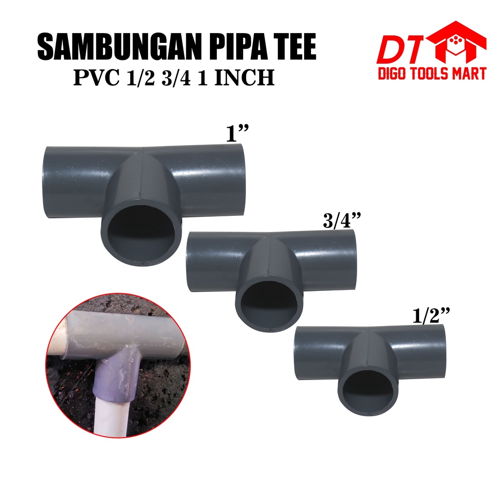Jual Tee Pipa PVC 1/2 Inci 3/4 Inci 1 Inci Sambungan T Pipa Paralon | Shopee Indonesia