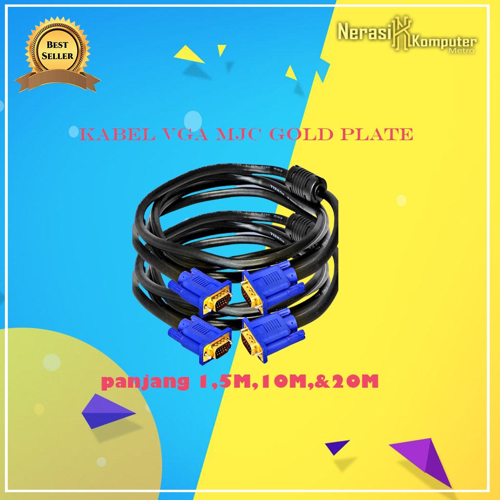 Jual KABEL VGA Mejec Gold Plated to monitor / proyektor 1,5m /10m /20m | Shopee Indonesia
