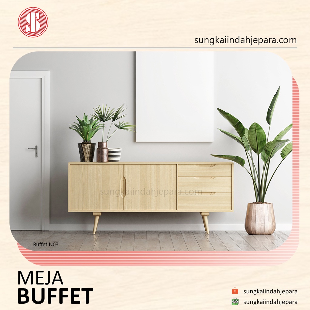 Jual Meja Buffet Minimalis N03 | Matrial Plywood Kokoh | Shopee Indonesia