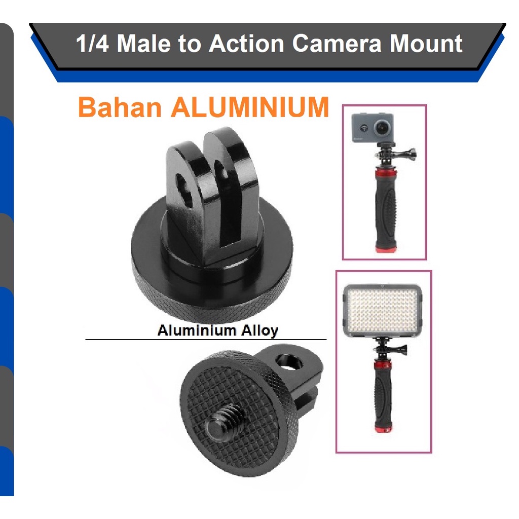 Jual Action Camera Mount Adapter to 1/4 Male Screw Holder GoPro DJI ...