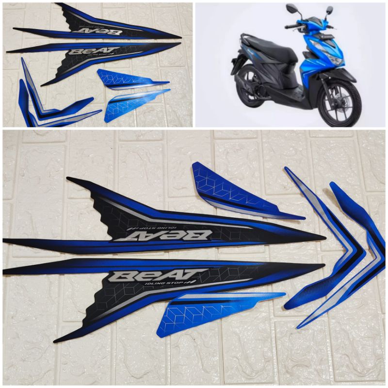 Jual Stiker Lis motor Honda Beat cbs iss 2020 warna Electro biru ...
