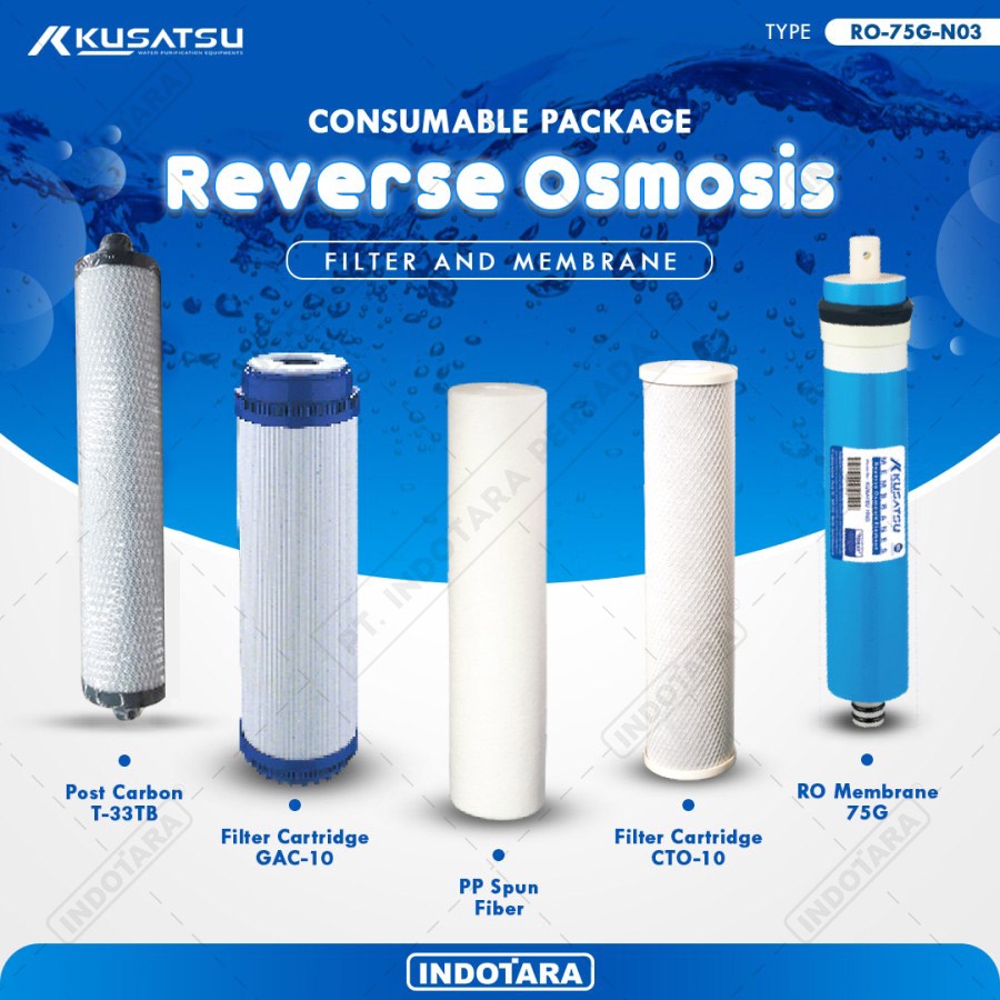 Jual Paket Filter Cartridge Reverse Osmosis Kusatsu - RO 75G N03 ...
