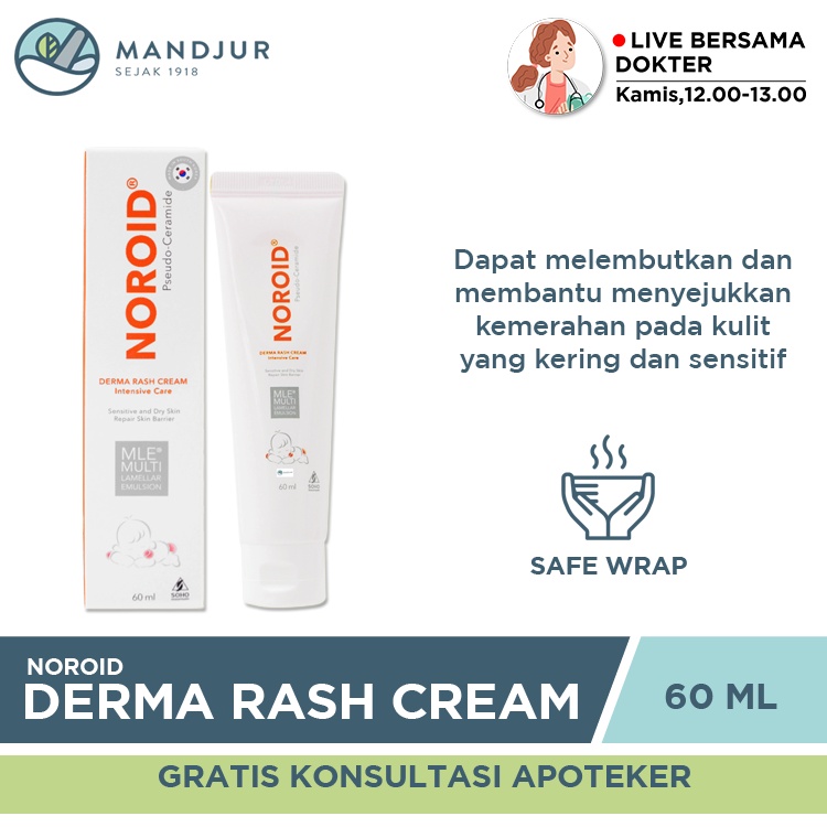 Jual Noroid Derma Rash Cream 60 mL - Pelembab Kulit Bayi Dermatitis Atopik, Kulit Kering, dan ...