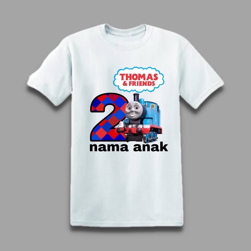 Jual kaos couple birthday keluarga thomas & friend kereta biru | Shopee ...