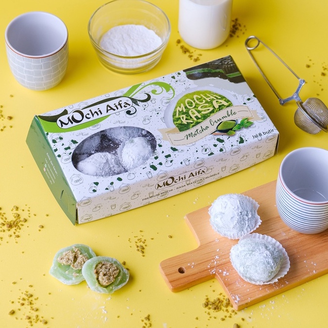Jual Mochi Aifa Rasa Matcha Crumble hanya dibalut sagu | Shopee Indonesia