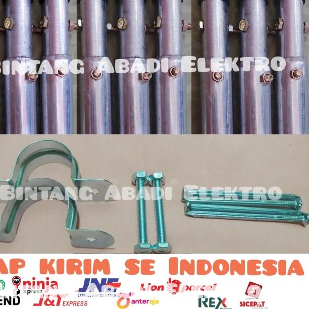 Jual Tiang Antena galvanis anti karat free 2 klem tiang 4 paku beton ...