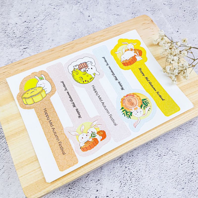 Jual stiker kue segel edisi mooncake rabbit/sticker label kue bulan ...