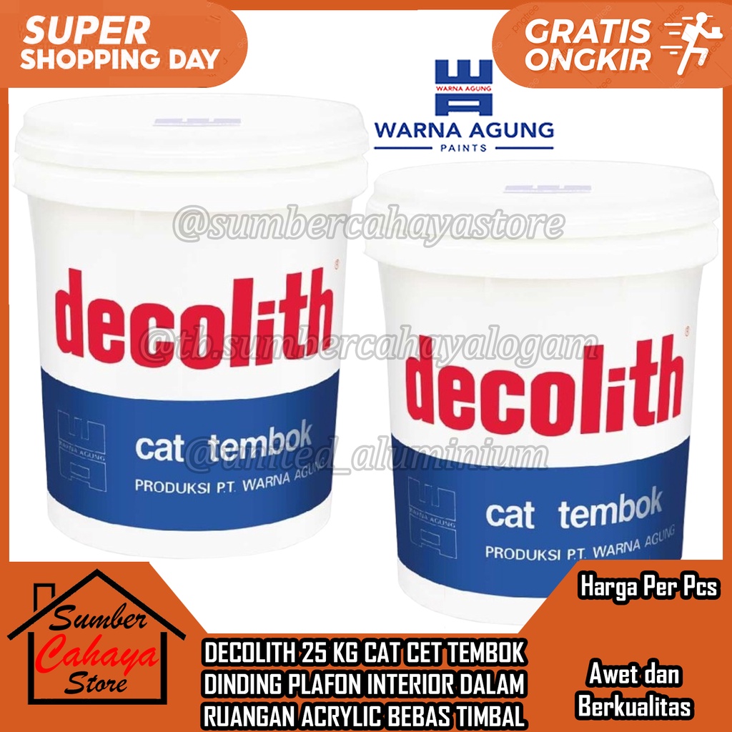 Jual Cat Tembok interior Decolith 25 Kg PLAFON DINDING CATT CET PLAFON ...