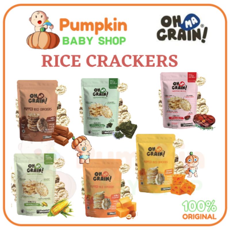 Jual Oh Ma Grain Rice Crackers 50gr / Snack beras Sehat | Shopee Indonesia