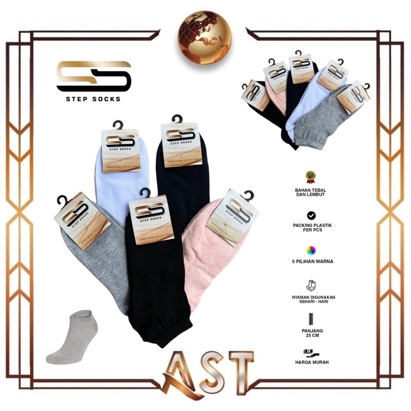 Jual Kaos kaki Pendek Unisex STEP SOCK Polos Tebal Mata Kaki Pria Wanita Cowok Cewek | Shopee ...