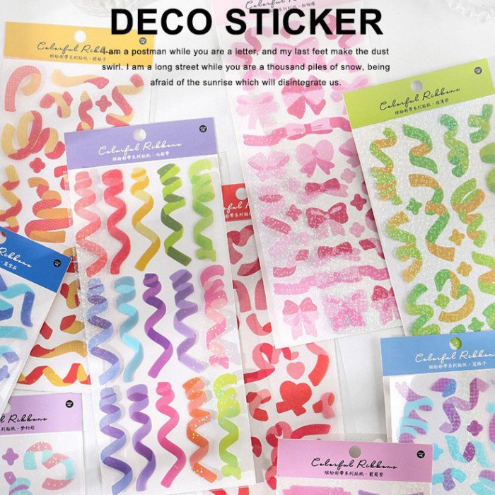 Jual Sticker Deco Colorful Ribbon Stiker Scrapbook Diary Jurnal DIY ...