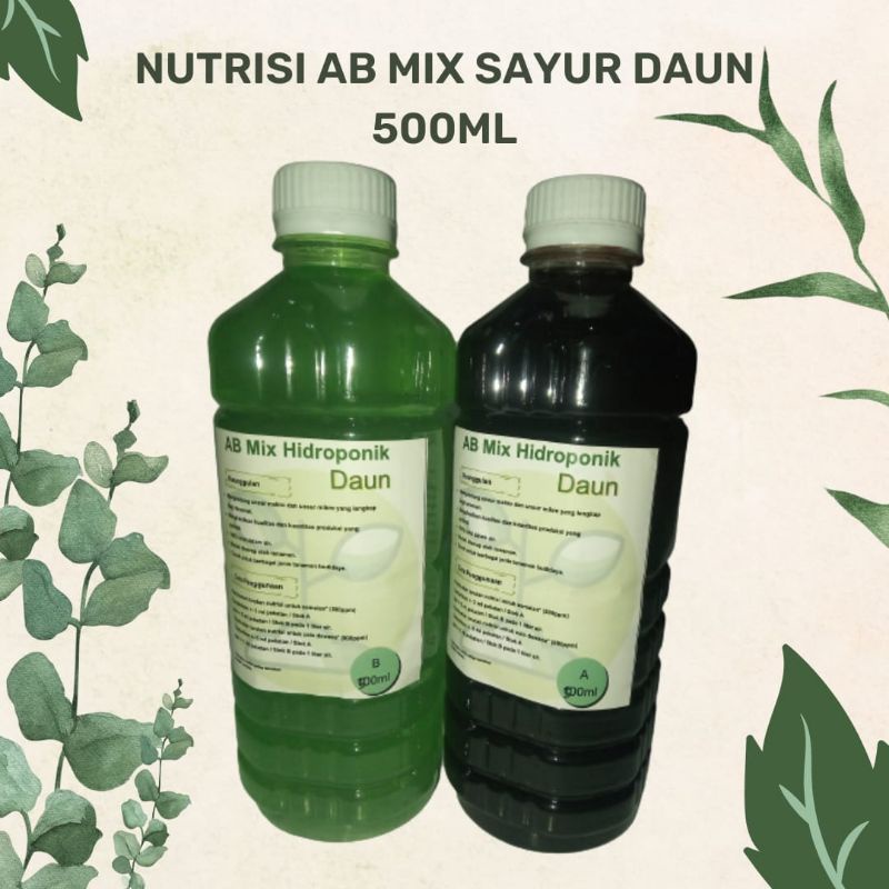Jual Nutrisi AB Mix Cair Sayuran Daun 490ml Pupuk Hidroponik | Shopee Indonesia